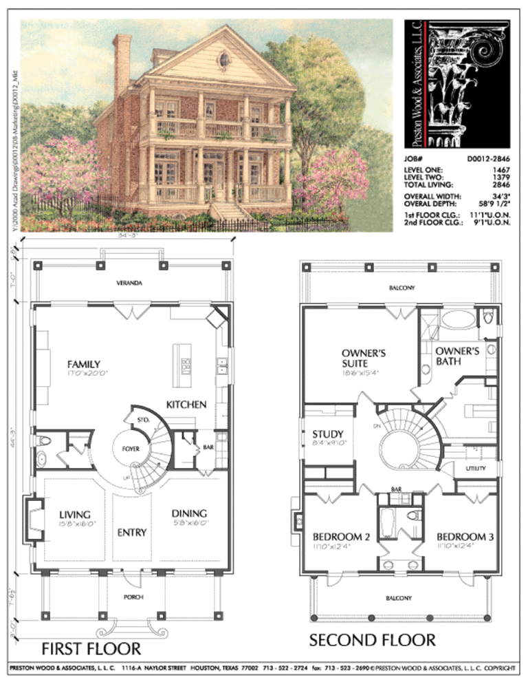 Single Family Two Story Custom Home Plans, Residential Development Des
