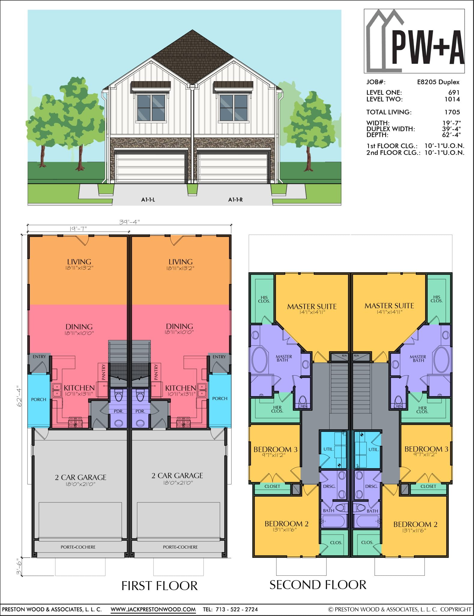 Two Story Townhome Plan E8205 A1.1 Duplex - Jack Preston Wood